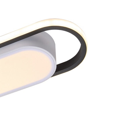 WHITE MODERN CURVED RECTANGULAR ACRYLIC SHADE DIMMABLE LED CEILING ...