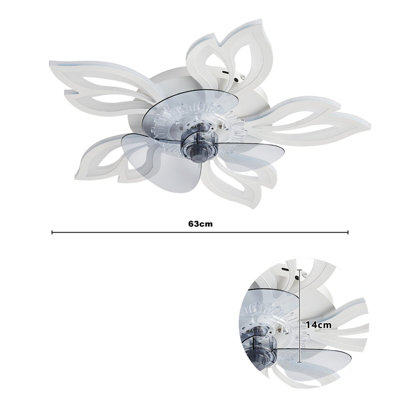 White Modern Flower Shape Ceiling Fan with Light with Remote Control ...