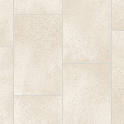 White Modern Tile Effect Anti-Slip Vinyl Flooring for Home, Shops ...