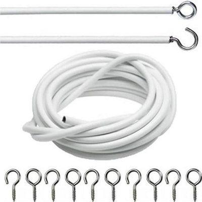 White Net Curtain Voile Cable Included Hooks & Eyelets 1Mtr-3Mtr Lengths | DIY at B&Q