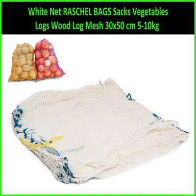White Net Raschel Bags Sacks Vegetables Logs Wood Log Mesh 30x50 cm 5 ...