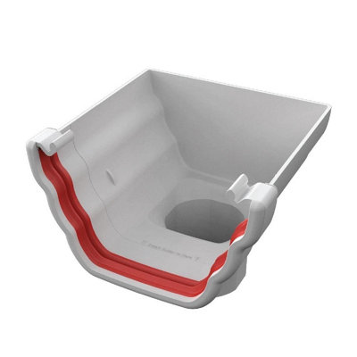 White Ogee Gutter Stop End Outlet, Freeflow 135mm Rain Water Systems
