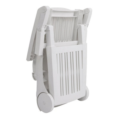 White Outdoor Foldable Sun Lounger with Adjustable Back Plastic ...
