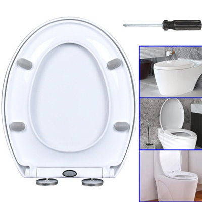 White Oval Soft Close Toilet Seat - Heavy Duty & Universal Fit with ...