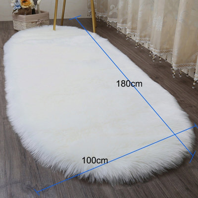 White Oval Soft Floor Rug Decor for Room 180cm L x 100 cm W