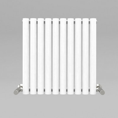 White Oval Tube 600x590mm Horizontal Single Panel Heated Towel Radiator ...