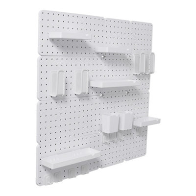 White Pegboard Combination Kit Board Set Hanging for Wall Organizer ...