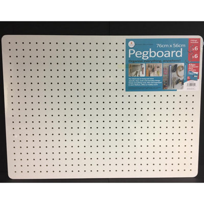 White Pegboard with 12 Hooks - Wall Mounted Tool or Accessories Storage ...