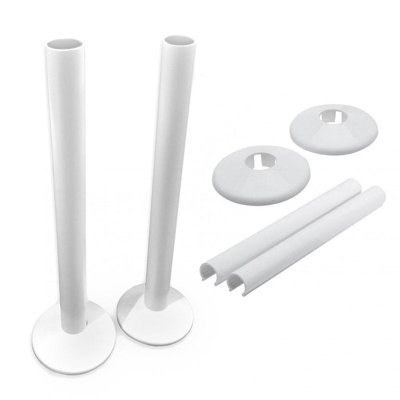 White Pipe Covers and Collars For 15mm Towel Rail Radiator Pipes - Easy ...
