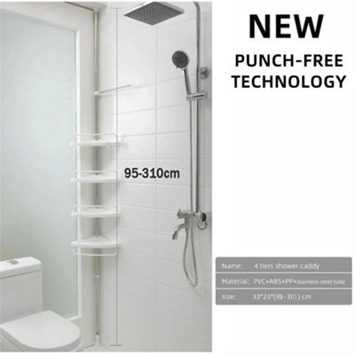 white plastic 4 Tier Non Rust Telescopic Bathroom Corner Shelf Rack ...