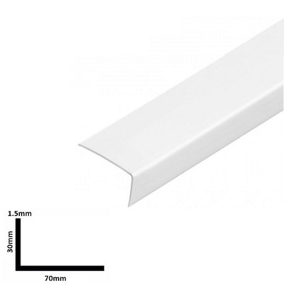 White Plastic Corner Trim Unequal Angle (W) 30mm x 70mm (L) 1 Metre