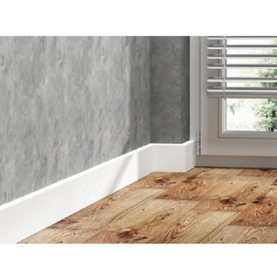 White Plastic Skirting Board PVC - Status Line Water Resistant Skirting ...