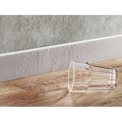 White Plastic Skirting Board PVC - Status Line Water Resistant Skirting ...