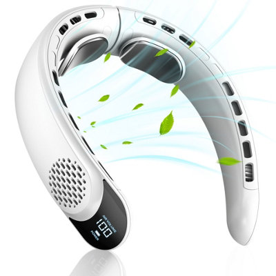 White Portable Neck Fan Rechargeable Neck Fans that Blow Cold Personal ...
