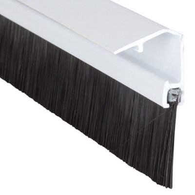 White PVC Draught Excluder Premium Door Strip Brush Seal Concealed ...
