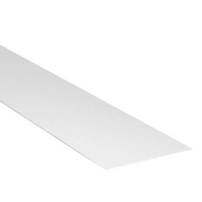 White PVC Flat Strip Bar, 142mm x 1.5mm x 3 Metre, Solid Plastic Profile