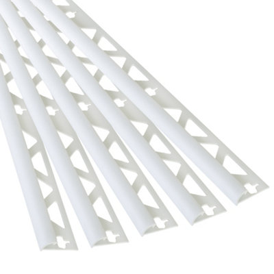 White PVC Tile Trim For 6mm Tiles Trade Pack of 5 2400mm Lengths