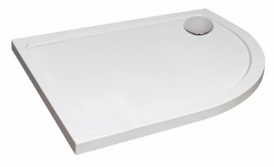 White Quadrant Stone Slip Resistant Shower Tray with Corner Waste ...