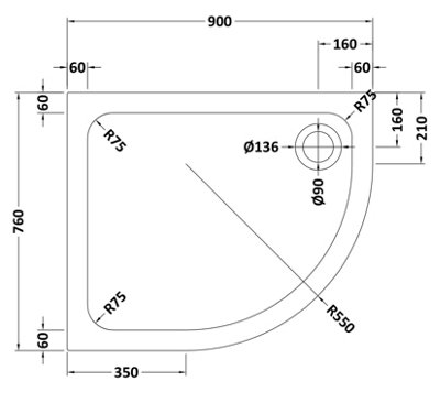 White Quadrant Stone Slip Resistant Shower Tray with Corner Waste ...