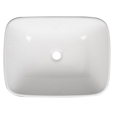 White Rectangle Ceramic Counter Mounted Bathroom Counter Top Basin ...