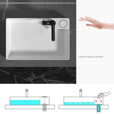 White Rectangle Counter Mounted Bathroom Counter Top Basin W 580mm x D ...