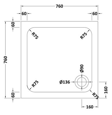 White Rectangular Stone Anti-Slip Shower Tray with Corner Waste ...