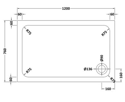 White Rectangular Stone Resin Premium Shower Tray with Corner Waste ...