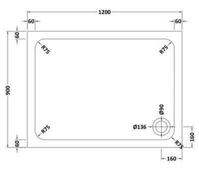 White Rectangular Stone Resin Premium Shower Tray with Corner Waste ...