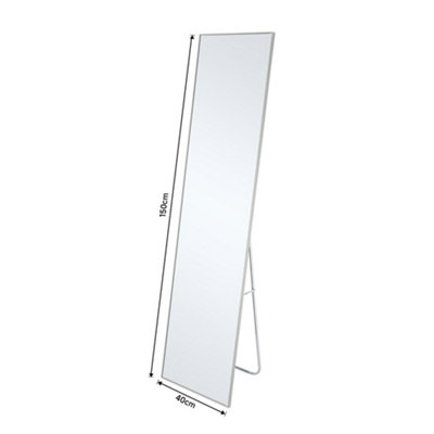 White Rectangular Wall Mounted Framed Mirror Freestanding Full Length ...