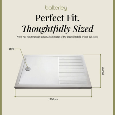 White Resin Walk-In Shower Tray 1700mm x 800mm