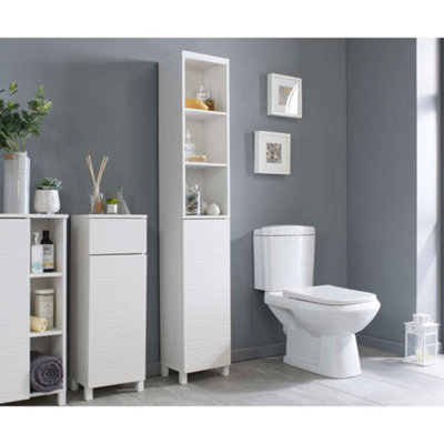 White Ripple Bathroom Tallboy Cabinet