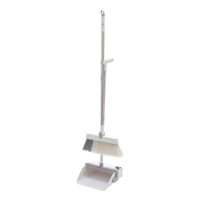 White Rotatable Folding Broom and Dustpan Set