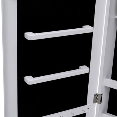 White Rotating Jewelry Organizer Cabinet with Mirror 156cm H
