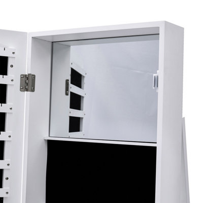 White Rotating Jewelry Organizer Cabinet with Mirror 156cm H