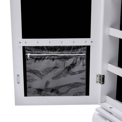 White Rotating Jewelry Organizer Cabinet with Mirror 156cm H