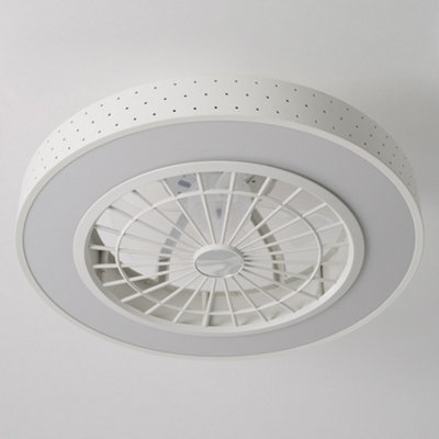 White Round Acrylic LED Ceiling Fan Light with Remote Control Dia 480mm
