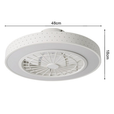 White Round Acrylic LED Ceiling Fan Light with Remote Control Dia 480mm
