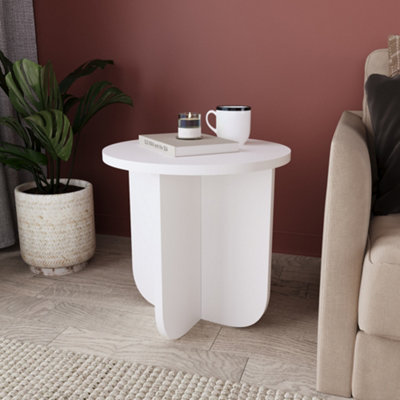 White Round Side Table, 40 cm, White End&Coffee Table, Modern ...