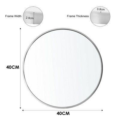 White Round Wall Mounted Framed Bathroom Mirror 40 cm