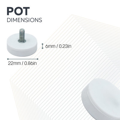 White Rubber Coated POS Magnet Countersunk with M4 x 6mm External ...