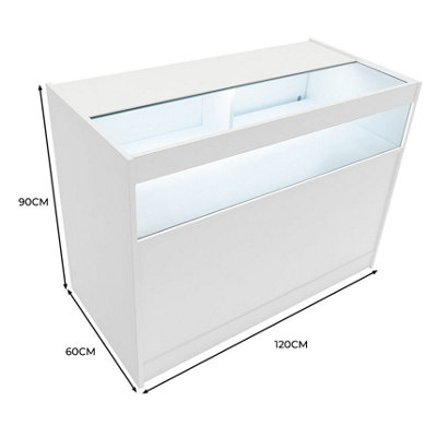 White Shop Counter LED Light B 1200mm Lockable Sliding Doors 2 Keys ...