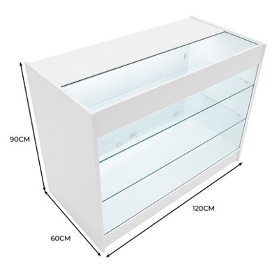 White Shop Counter LED Light K 1200mm Lockable Sliding Doors 2 Keys ...