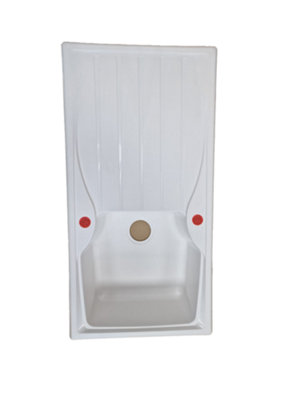 White Single Bowl Sink with Reversible Drainer and Basket Strainer ...