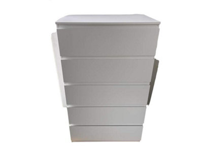 White Slim 5 Drawer Chest of Drawers Matt Finish