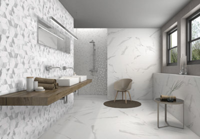 White Soul Recified Mix Mosaic Decor 295mm x 900mm Ceramic Wall Tiles ...
