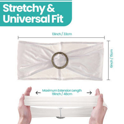 White Spandex Chair Band with Slider Buckle Stretchy Chair Band Sash, 1pc