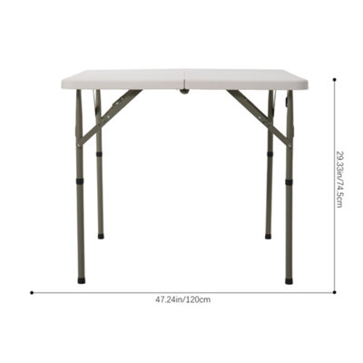 White Square Folding Portable Dining Table with Handle