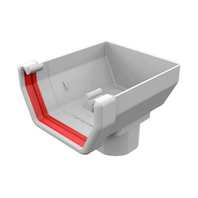 White Square Gutter Stop End Outlet, Freeflow 114mm Rain Water Systems ...