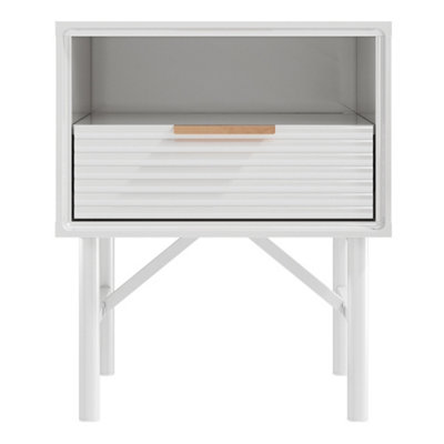 White Square Multi-Tiered Wooden Bedside Storage Drawers Unit Drawer ...