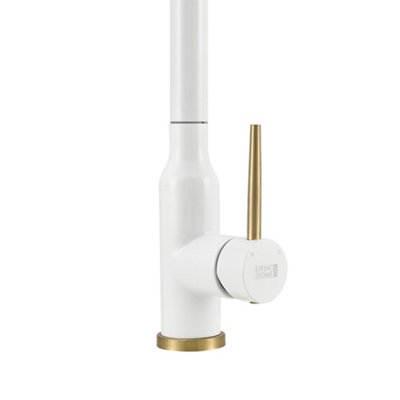 White Stainless Steel Side Lever Kitchen Spring Neck Pull Out Kitchen ...